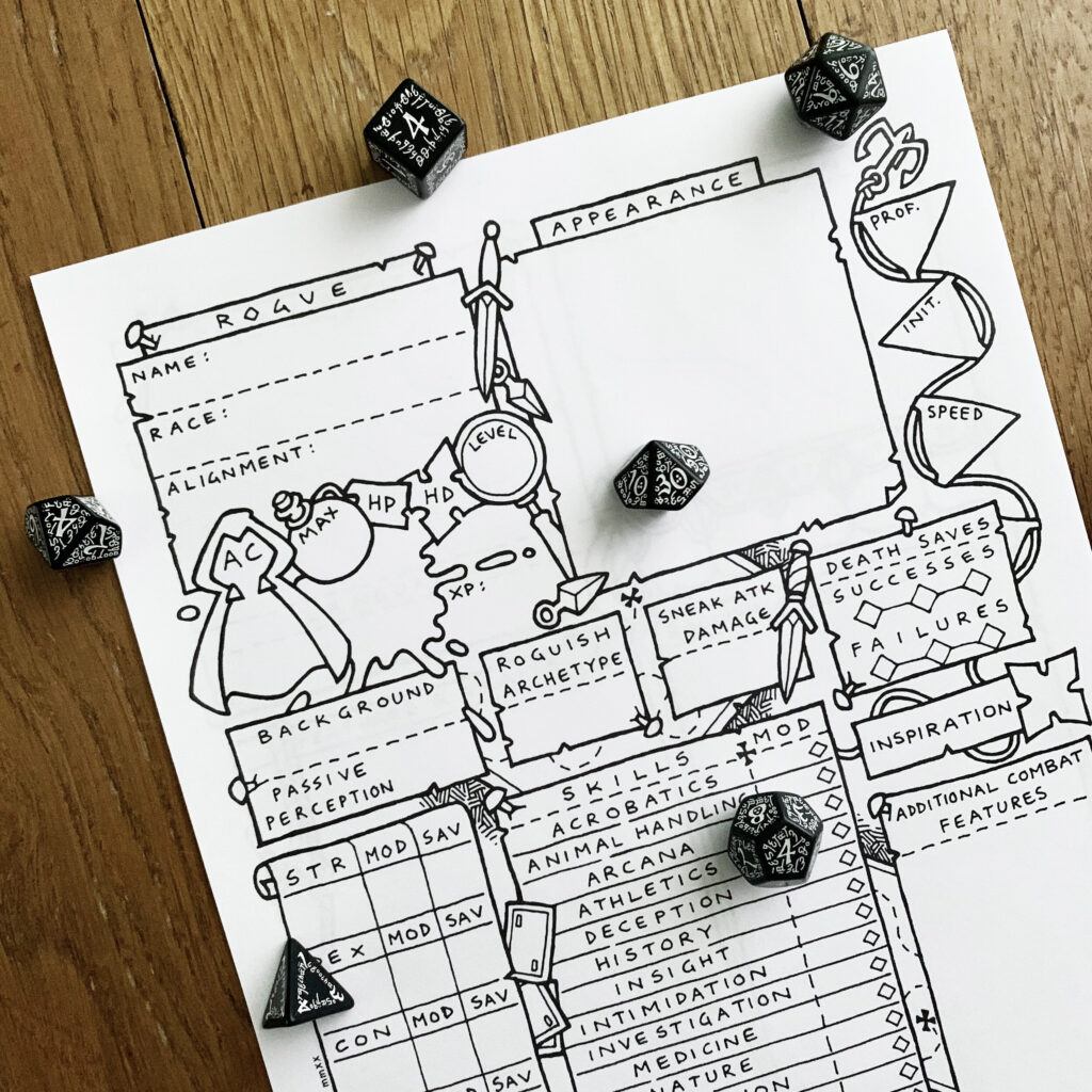 5E Rogue Character Sheet - penflower-ink.com