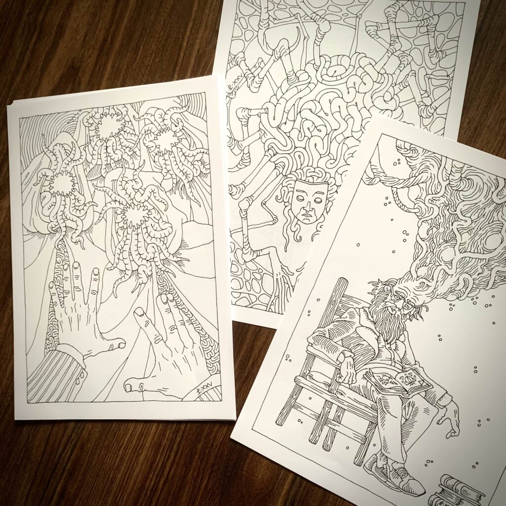 The Nechromaticon: Cosmic Horror Colouring Book - penflower-ink.com